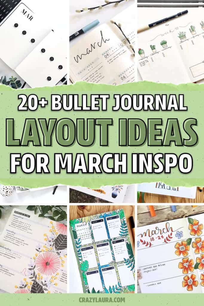 20+ Bullet Journal Weekly Spread Ideas For March - Crazy Laura