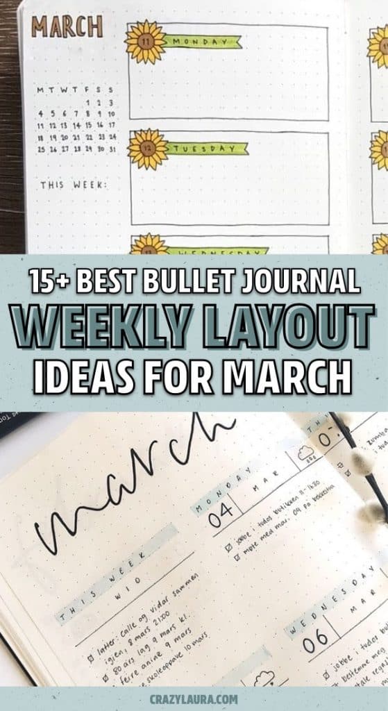 20+ Bullet Journal Weekly Spread Ideas For March - Crazy Laura