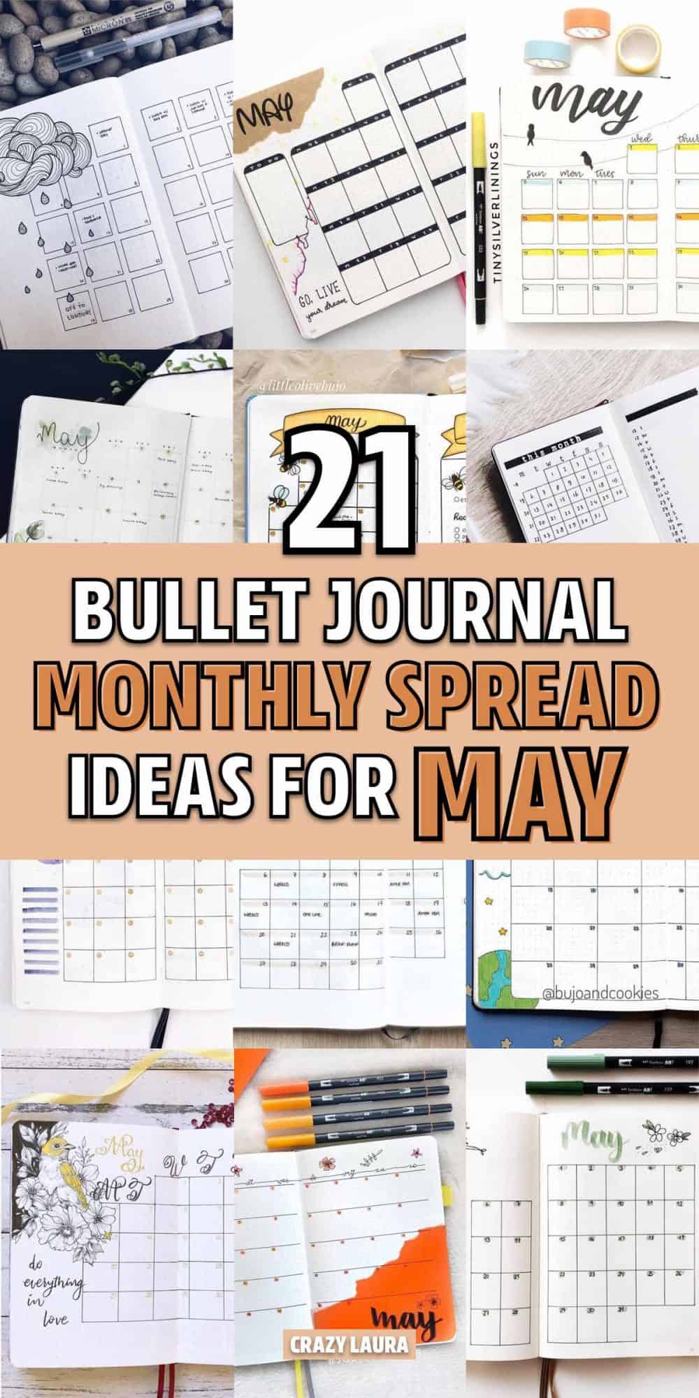 21 May Monthly Spread Ideas For Bullet Journal Addicts - Crazy Laura