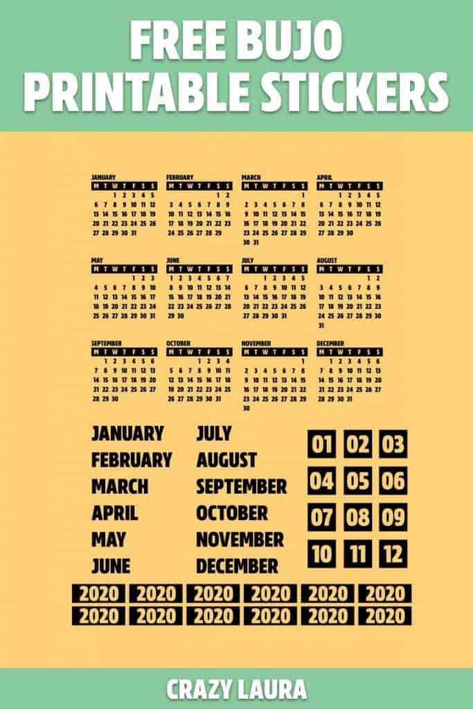 Free Bullet Journal Printable Stickers For 2020 - Crazy Laura