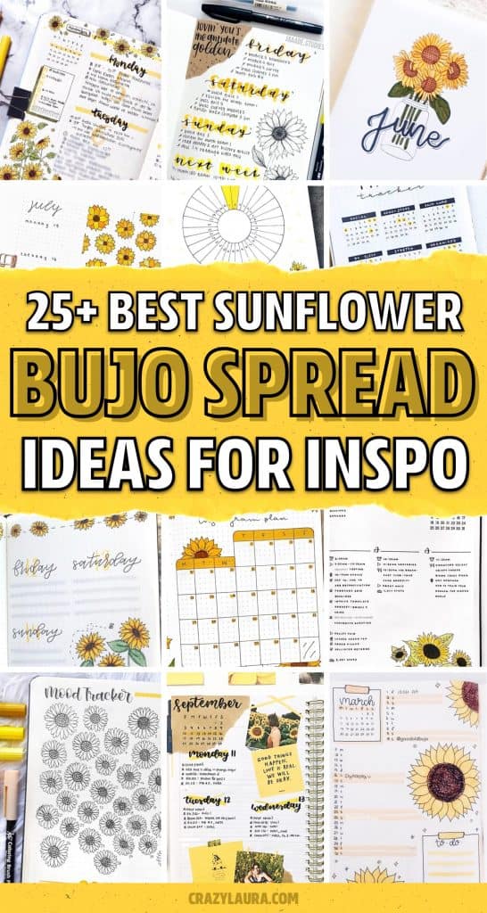 25+ Best Sunflower Bullet Journal Spreads for 2026 - Crazy Laura
