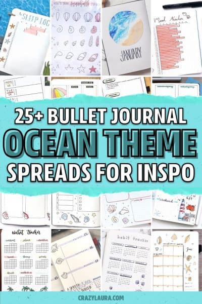 25+ Best Ocean & Beach Themed Bullet Journal Spreads - Crazy Laura