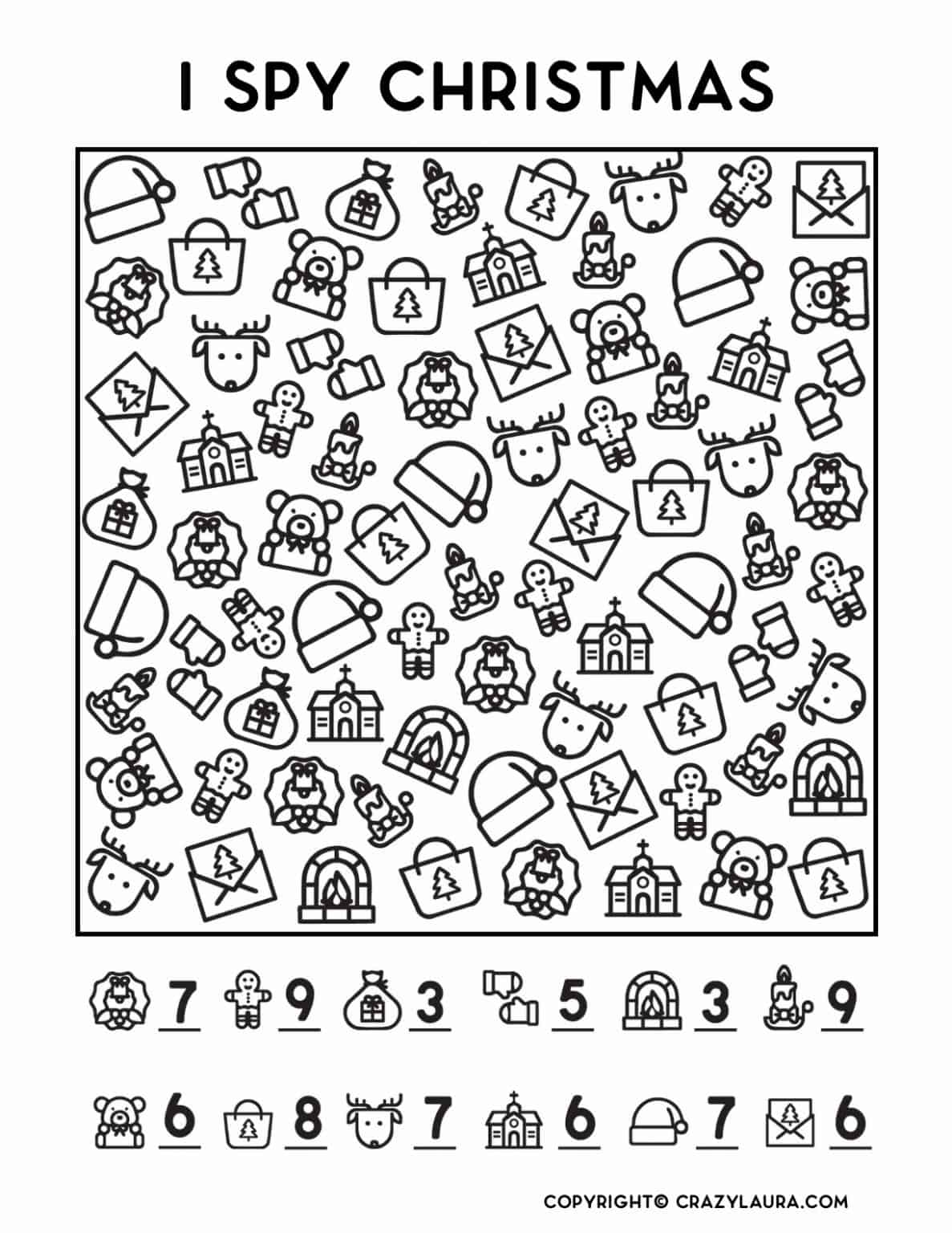 Free Christmas I Spy Printable Activity For Kids - Crazy Laura