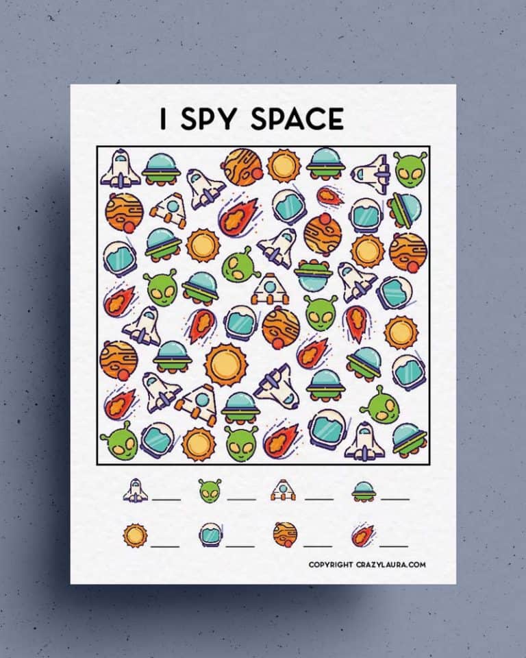 Free Space I Spy Printable Activity For Kids - Crazy Laura