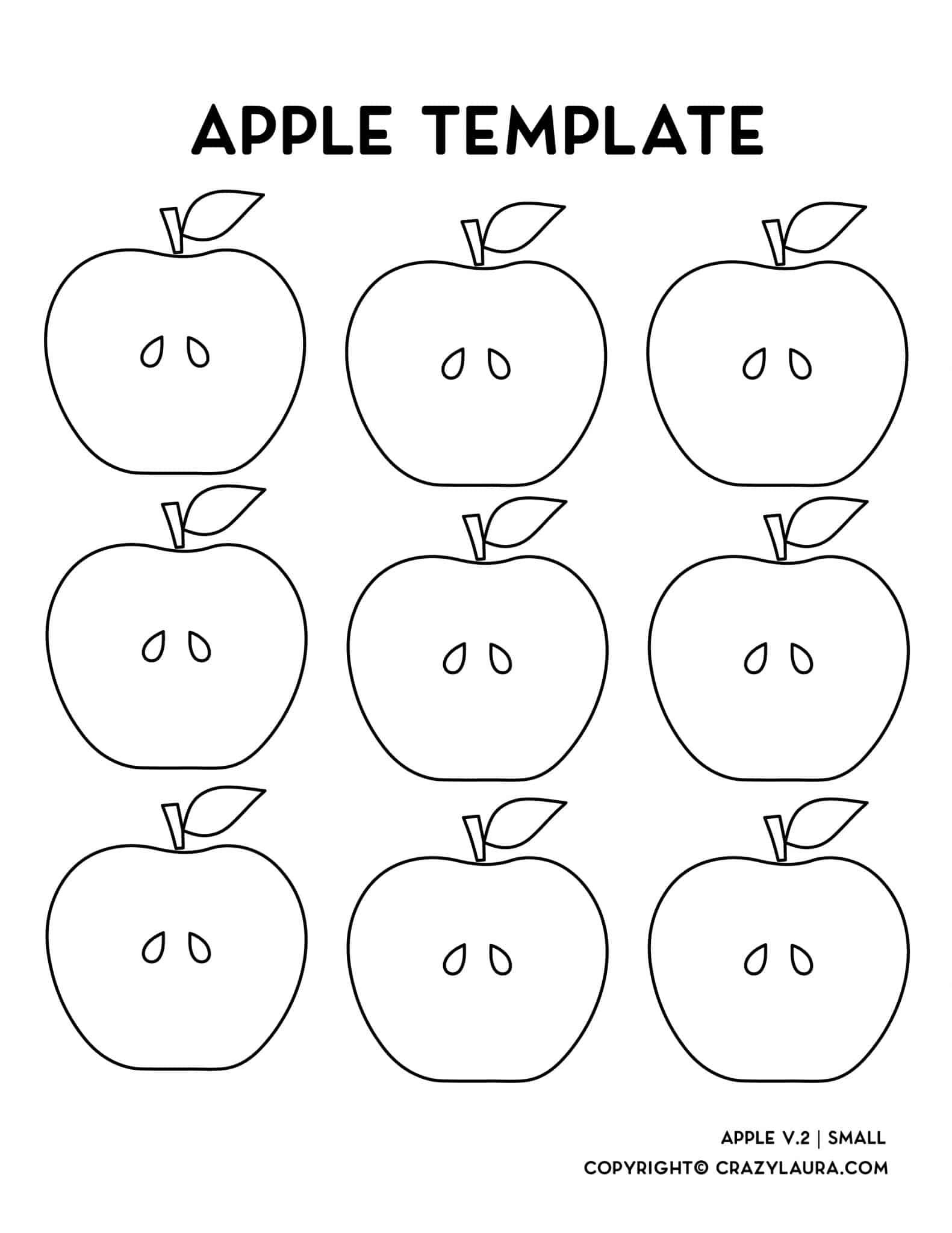 Free Apple Template and Outlines For Crafts In
