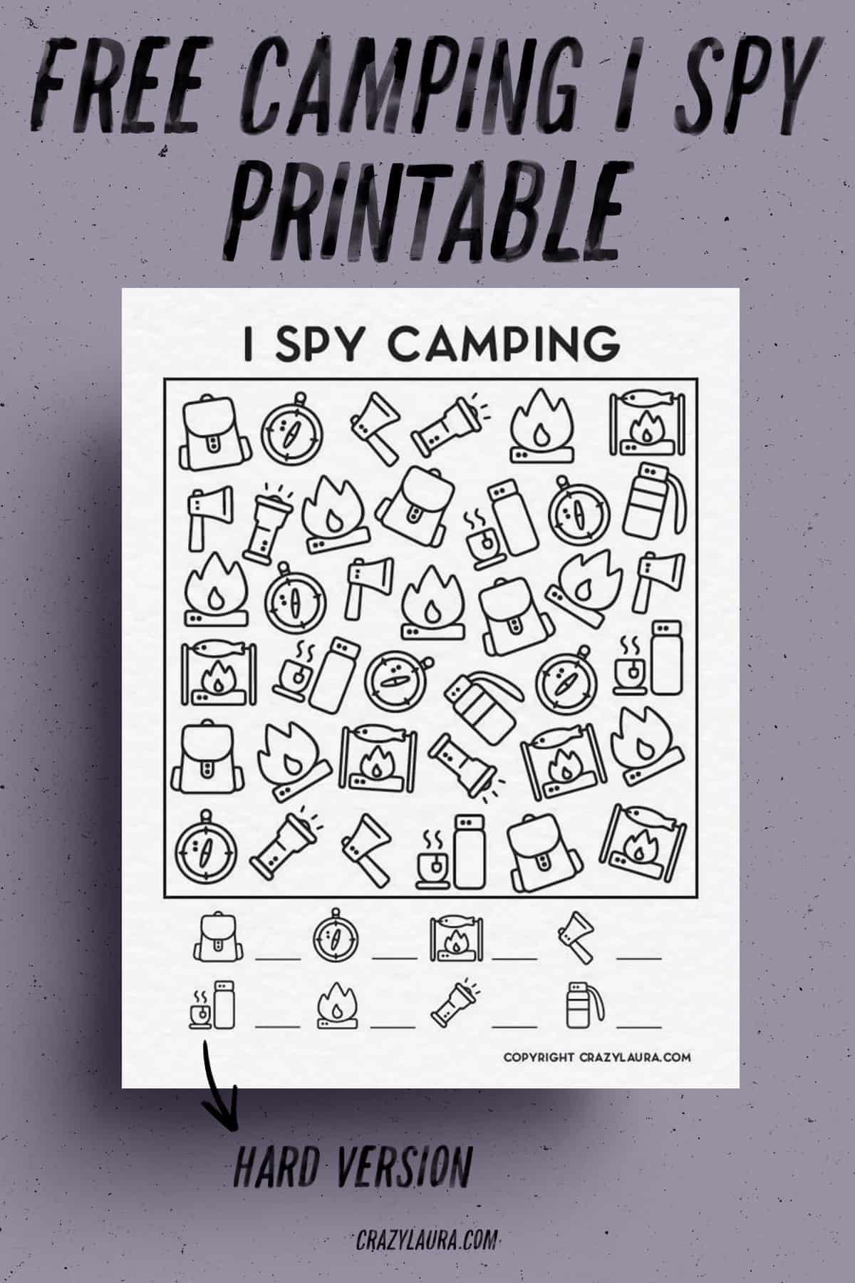 Free Camping I Spy Printable Game For Kids In