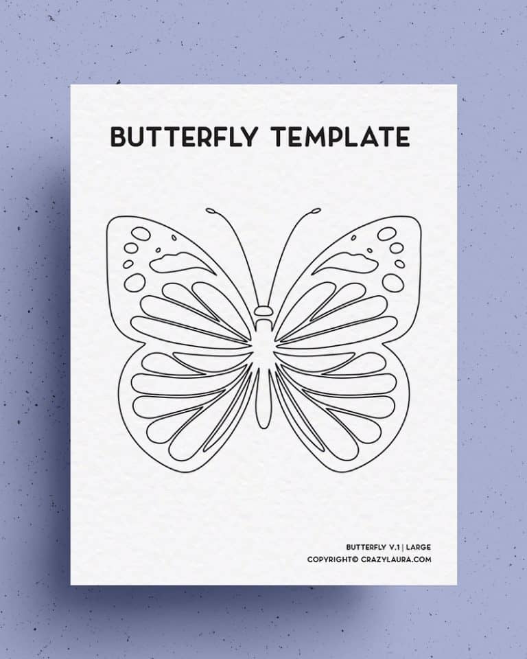 Free Butterfly Template & Coloring Pages To Print - Crazy Laura