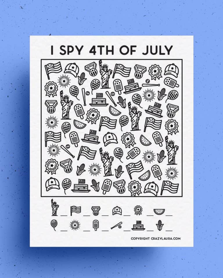 Free 4th Of July I Spy Printable Game For Kids - Crazy Laura