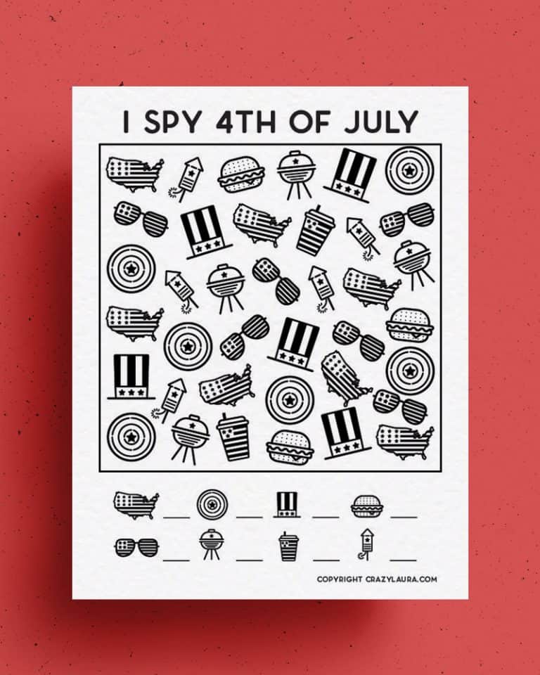 Free 4th Of July I Spy Printable Game For Kids - Crazy Laura