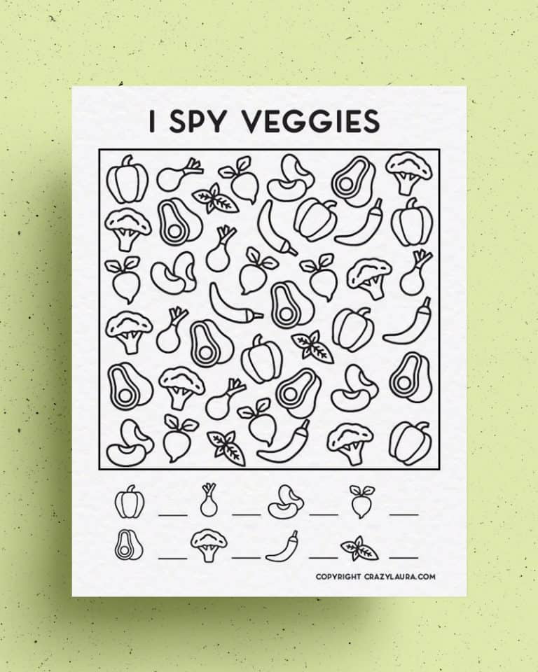 Free I Spy Veggies Printable Game For Kids In