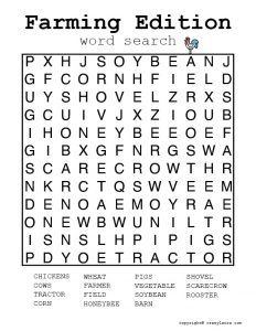 Free Farming Word Search Printable Game Sheets - Crazy Laura