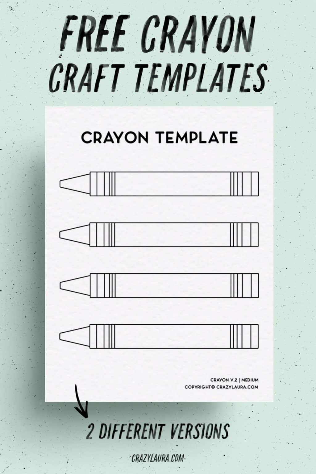 Free Crayon Template With Blank & Color Versions - Crazy Laura