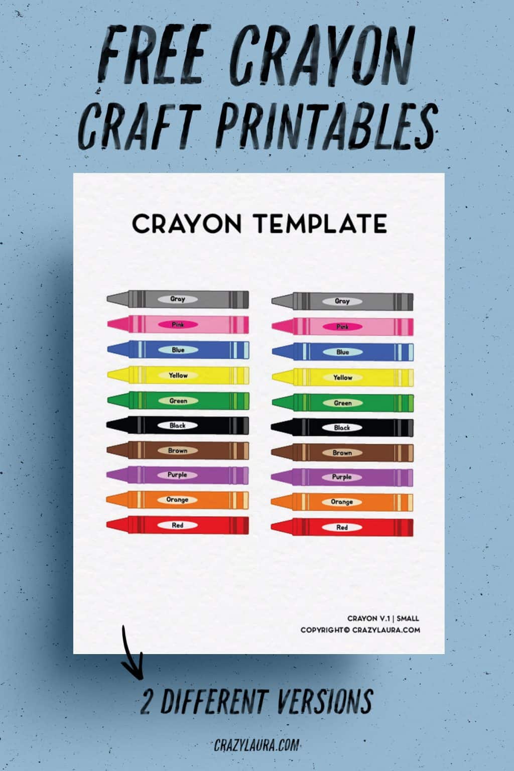 Free Crayon Template With Blank & Color Versions - Crazy Laura
