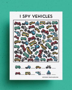 Free Vehicle I Spy Printable Game Pages For Kids - Crazy Laura