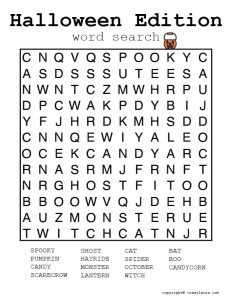 Free Halloween Word Search Printable Game Sheets - Crazy Laura