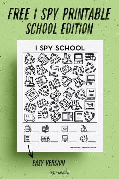Free I Spy School Printable Game For Kids In
