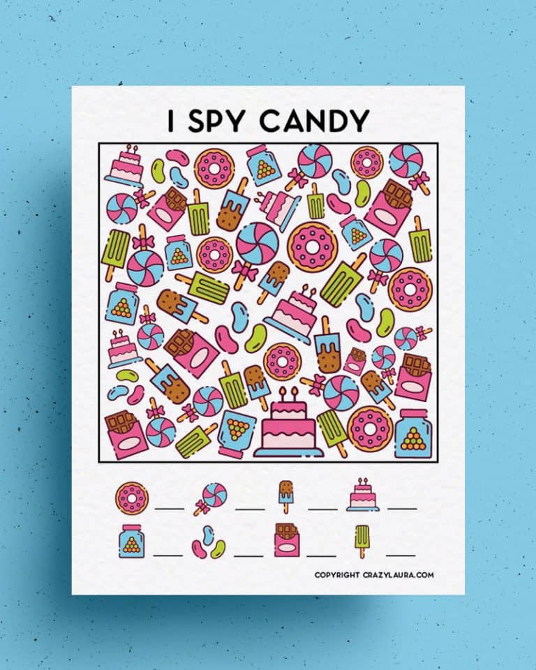 Free Candy I Spy Printable Game Sheets For Kids - Crazy Laura