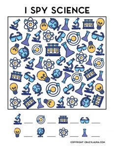 Free Science I Spy Printable Game Sheets For Kids - Crazy Laura