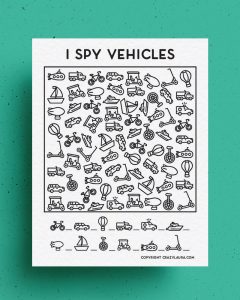Free Vehicle I Spy Printable Game Pages For Kids - Crazy Laura