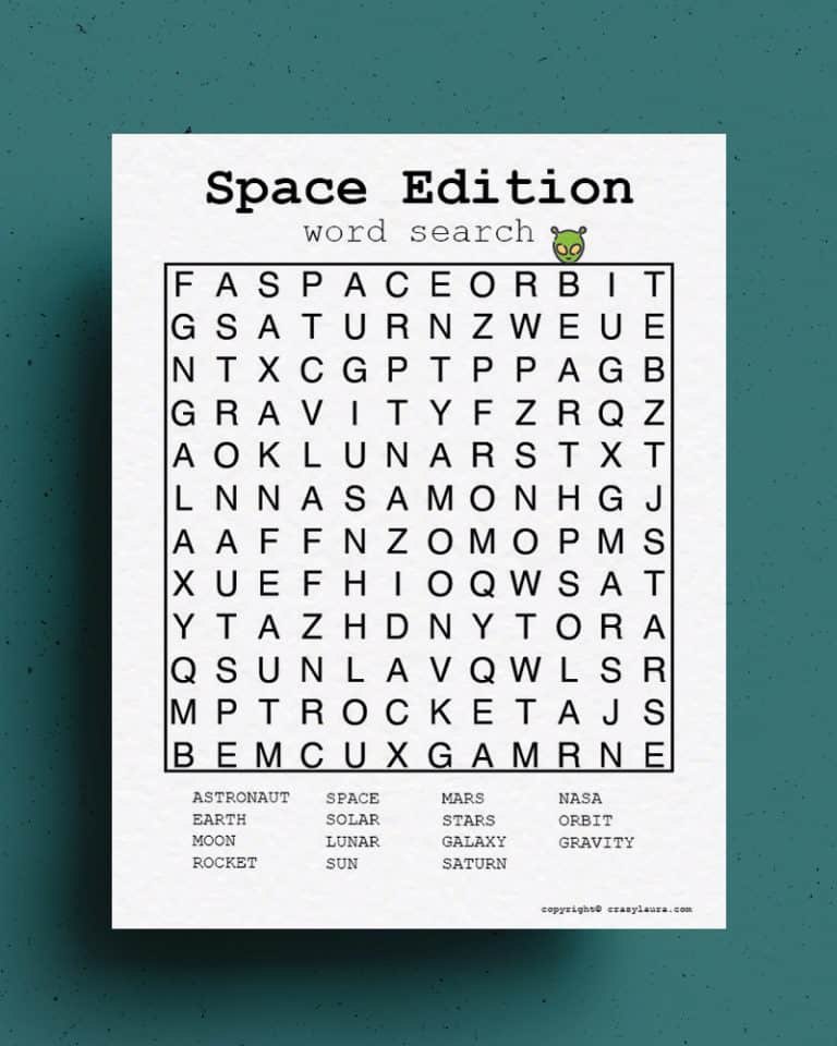 Free Space Word Search Printable Game Sheets - Crazy Laura