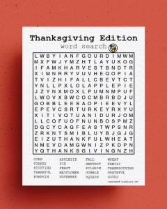 Free Thanksgiving Word Search Printable Game Sheets - Crazy Laura