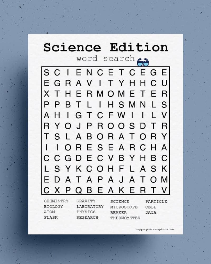 Printable Word Searches For Kids Science For Kids