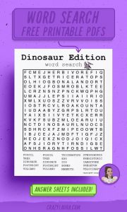 Free Dinosaur Word Search Printable Game Sheets - Crazy Laura