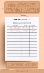 Free Assignment Tracker With Simple and Detailed Versions - Crazy Laura