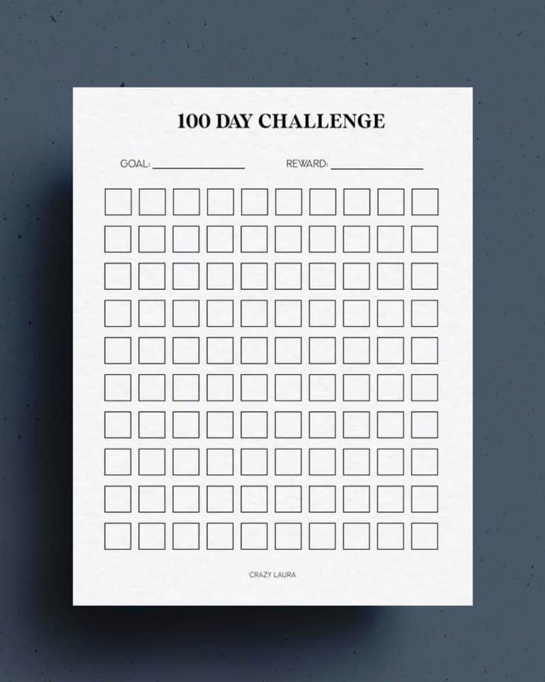 Free Challenge Tracker Printable With 30 & 100 Day Pages