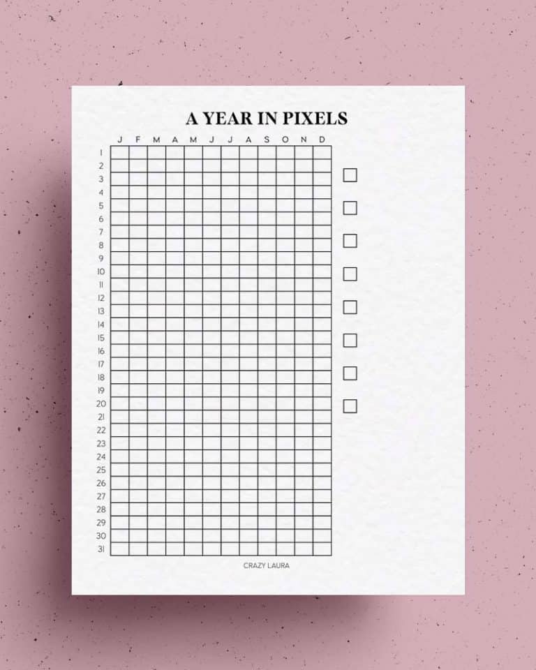 Free Year In Pixels Printable With Two Different Versions - Crazy Laura