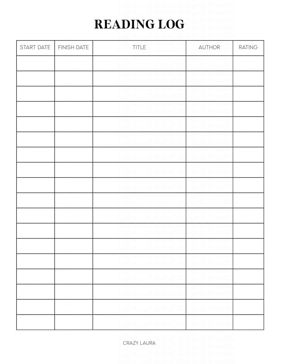 Free Reading Log and Book Review Printable Pages - Crazy Laura