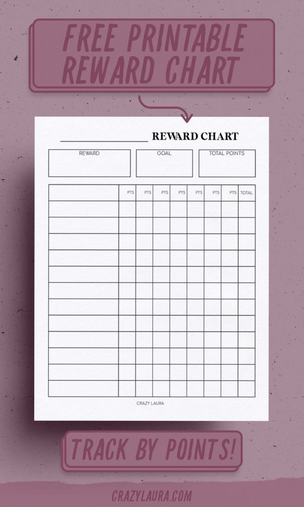 Free Reward Chart Printable For Kids With Two Versions - Crazy Laura