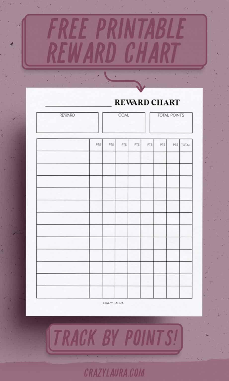 Free Reward Chart Printable For Kids With Two Versions - Crazy Laura