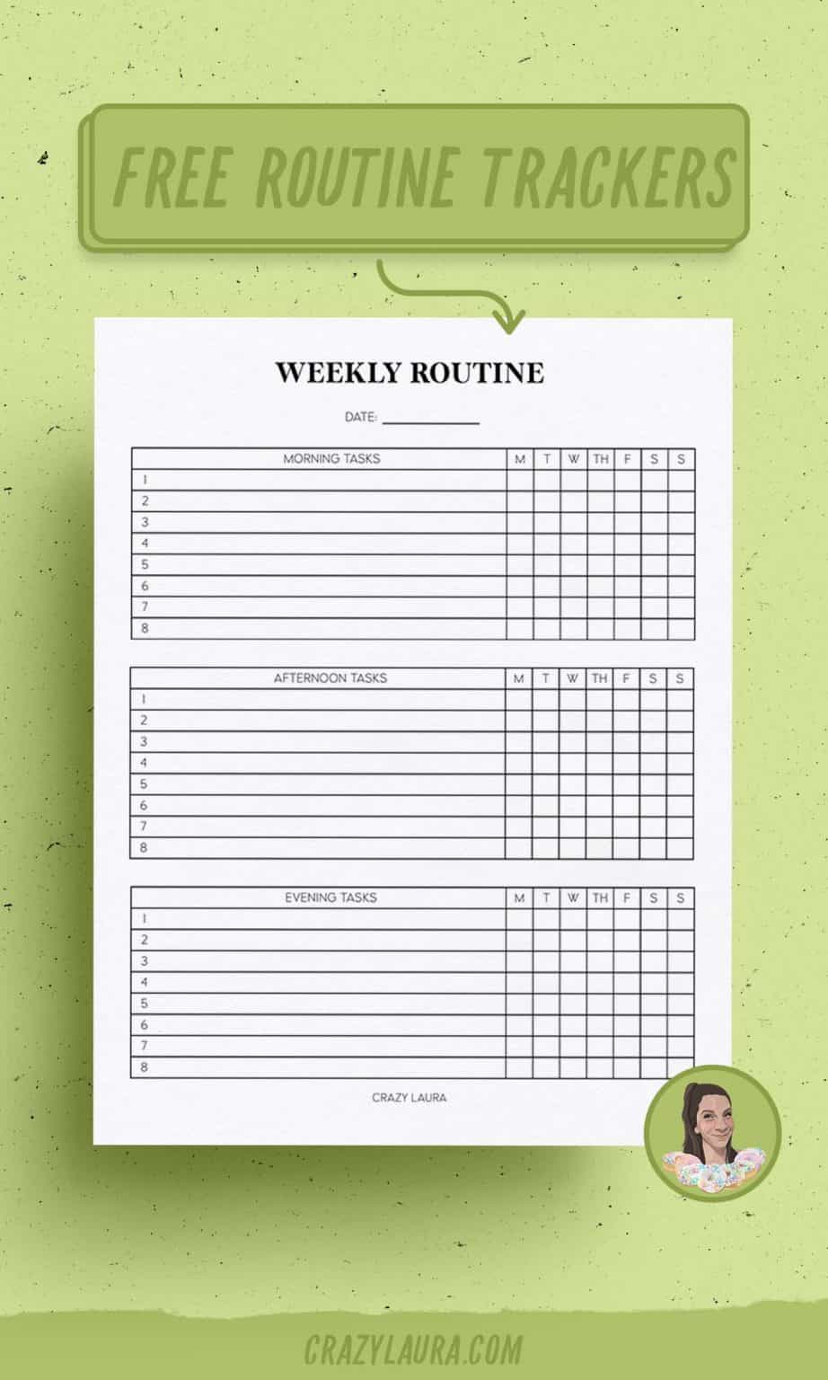 Free Routine Tracker Printable With Daily & Weekly Versions - Crazy Laura