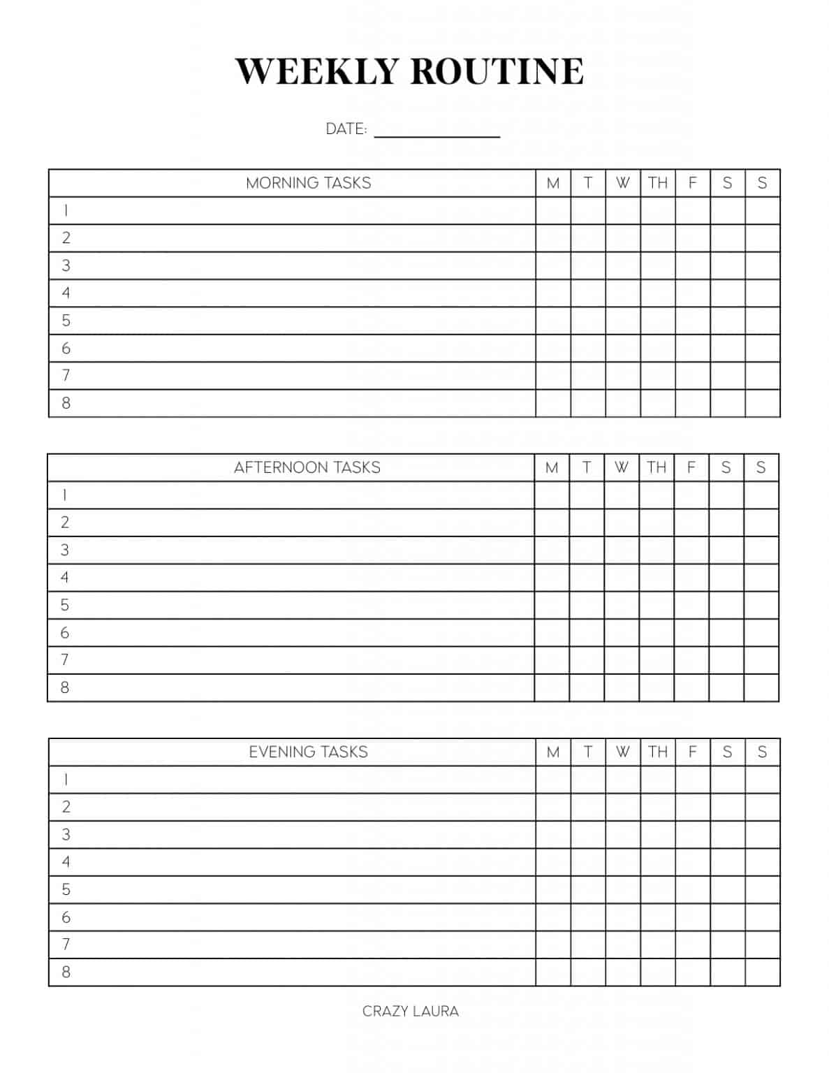 Free Routine Tracker Printable With Daily & Weekly Versions - Crazy Laura