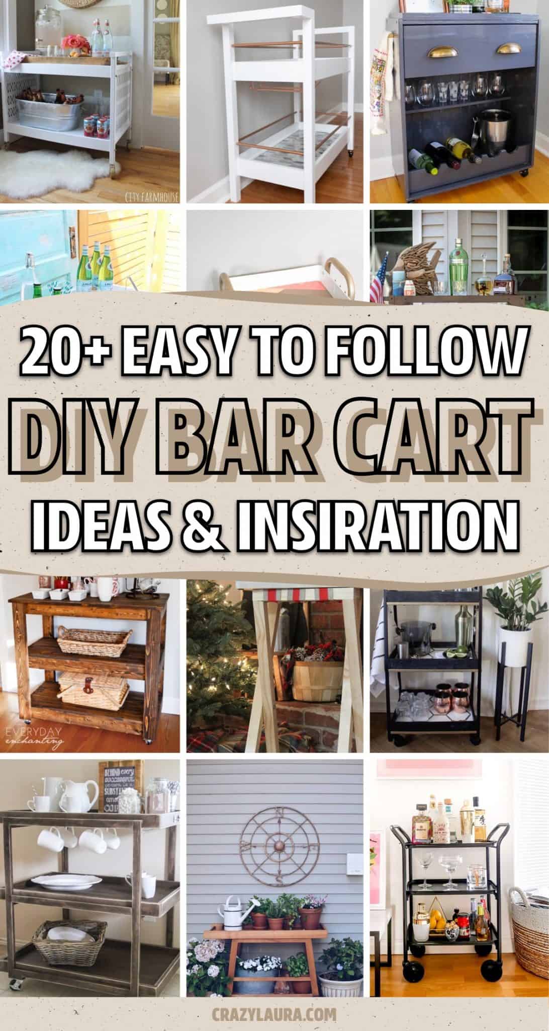 20+ Super Cute DIY Bar Cart Ideas & Build Tutorials - Crazy Laura