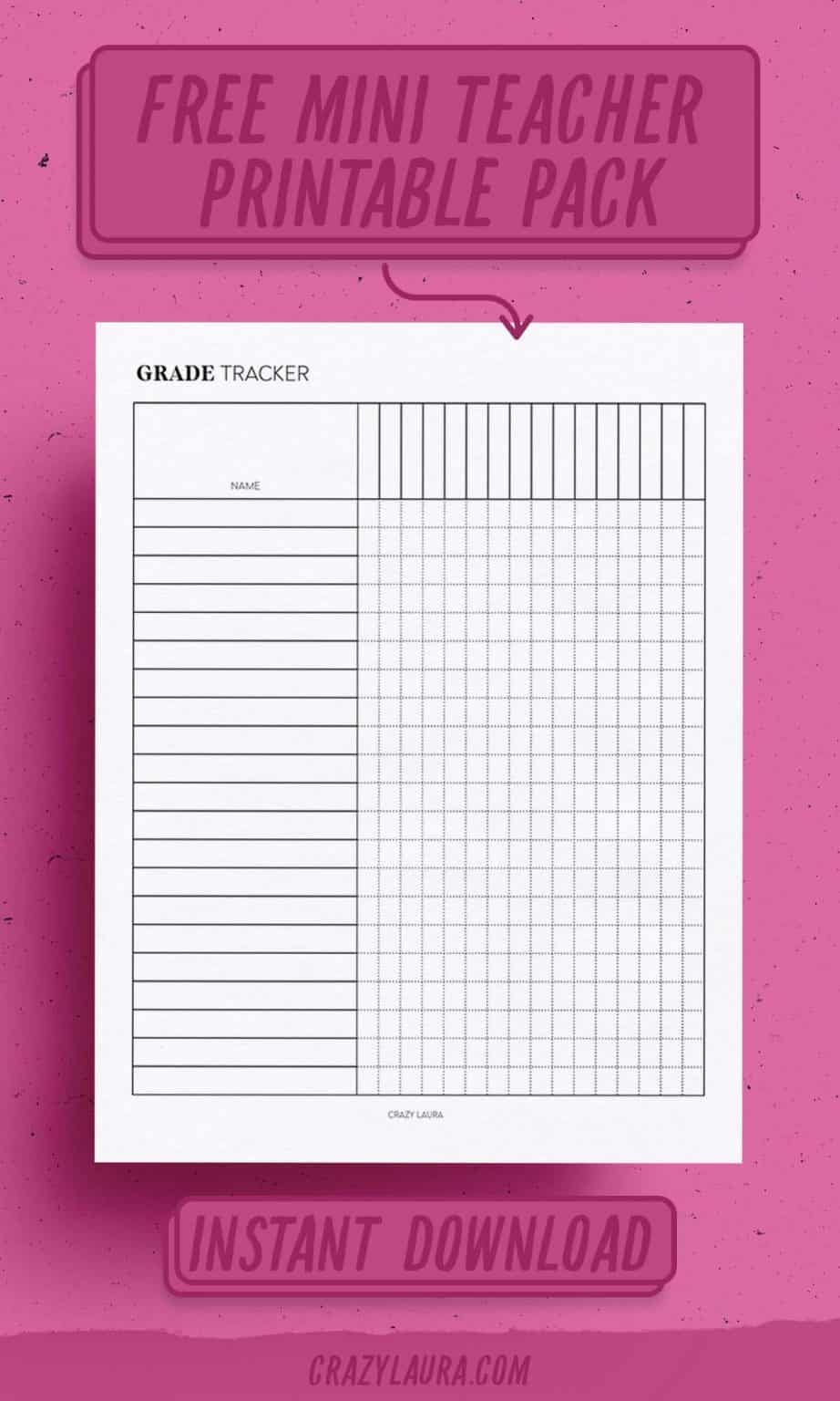 Free Teacher Printables & Trackers Mini PDF Pack - Crazy Laura