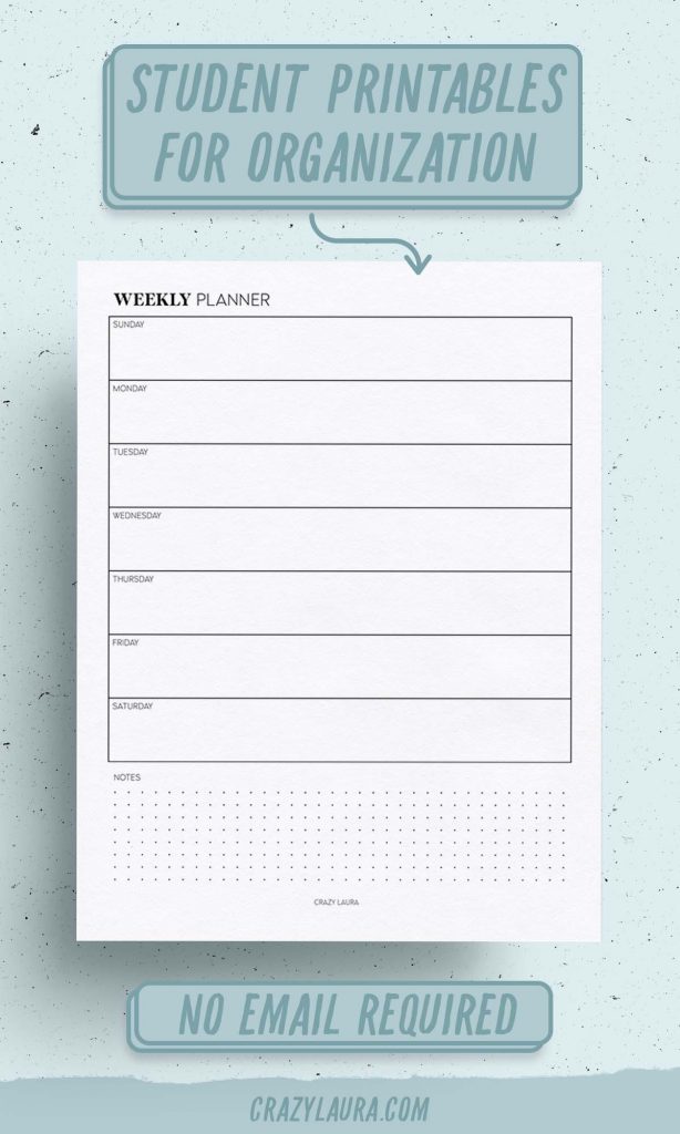 Free Student Printable Trackers For Organization - Crazy Laura