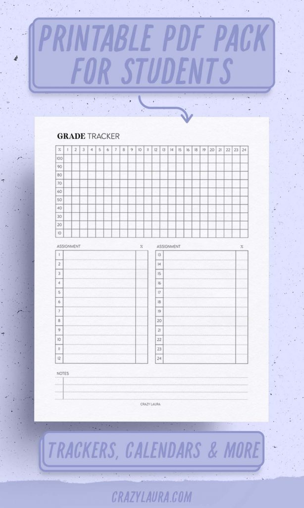 Student Planner Printable Pack With 16 Pages - Crazy Laura