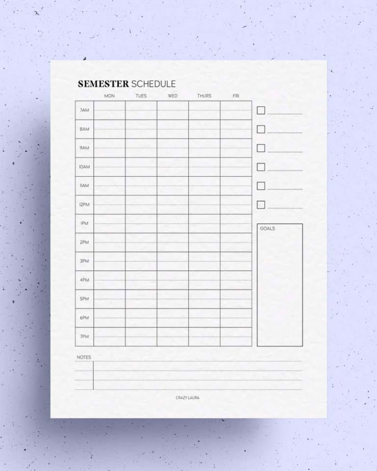 Student Planner Printable Pack With 16 Pages - Crazy Laura