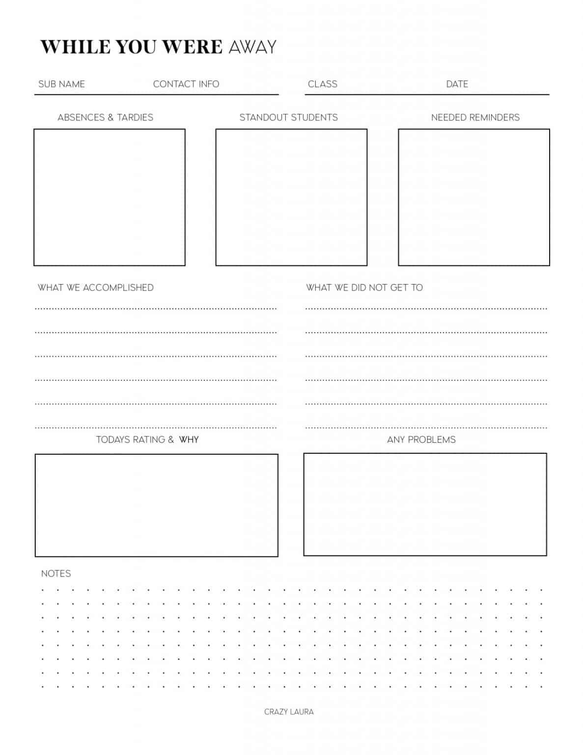 Free Teacher Printables & Trackers Mini PDF Pack - Crazy Laura