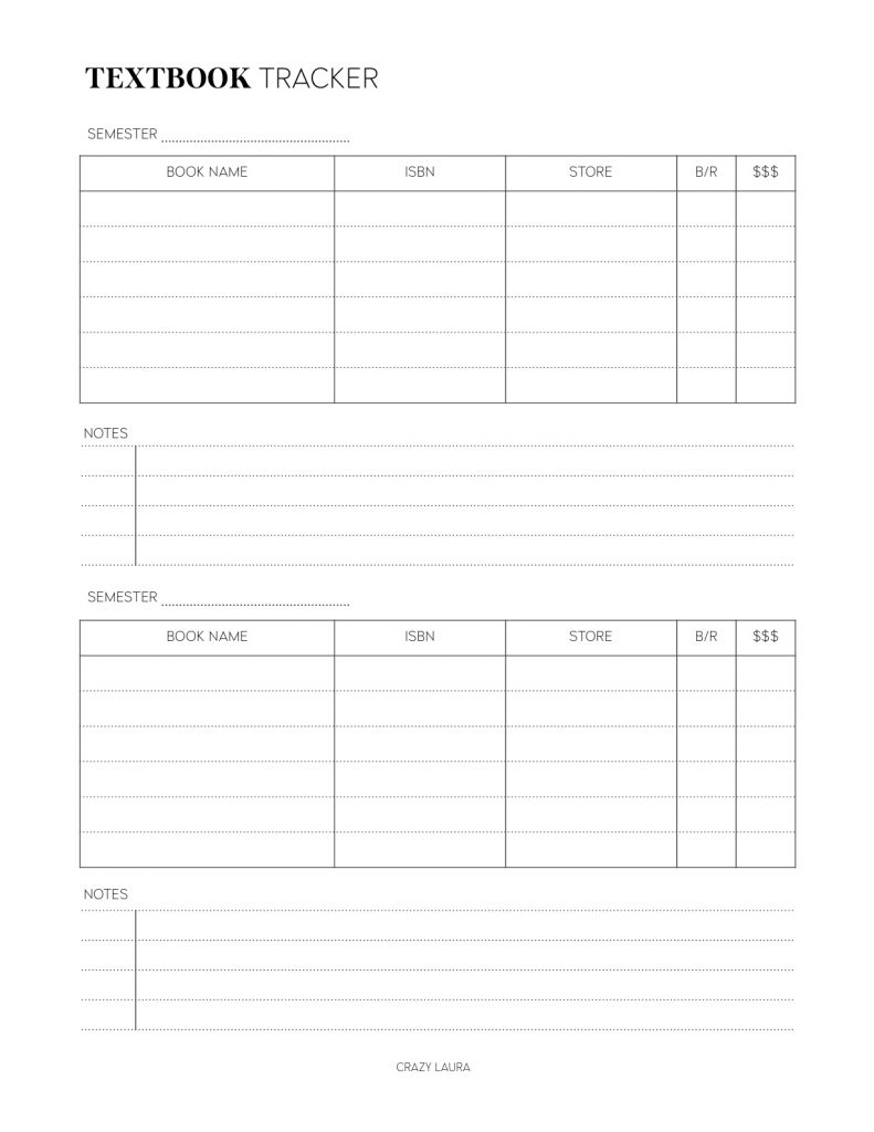 Student Planner Printable Pack With 16 Pages - Crazy Laura