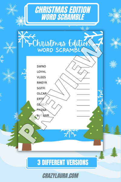 Free Christmas Word Scramble Printables For 2026 - Crazy Laura