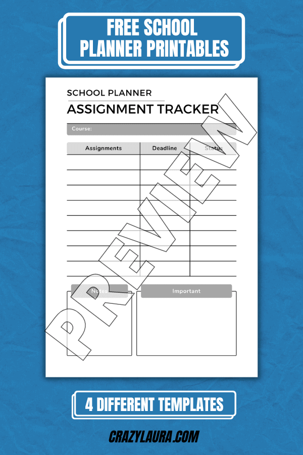 4 Free School Planner Printables For You To Use - Crazy Laura