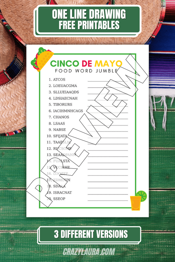 3 Fun Cinco De Mayo Word Jumble Printables To Try - Crazy Laura