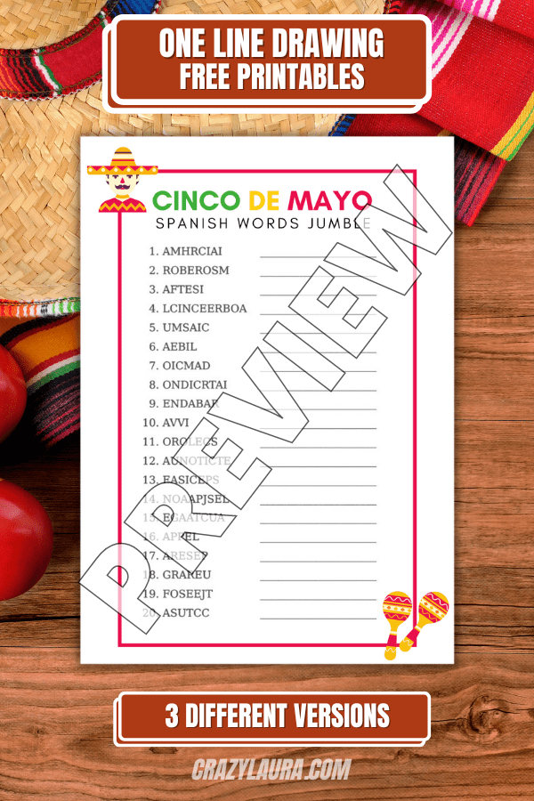 3 Fun Cinco De Mayo Word Jumble Printables To Try - Crazy Laura