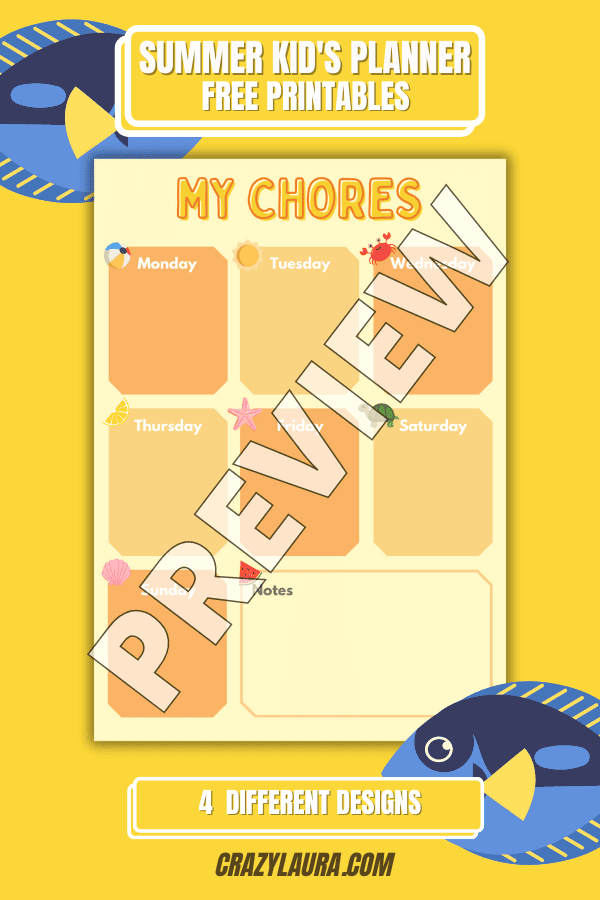 Fun in the Sun: 4 Summer Kid's Planner - Crazy Laura
