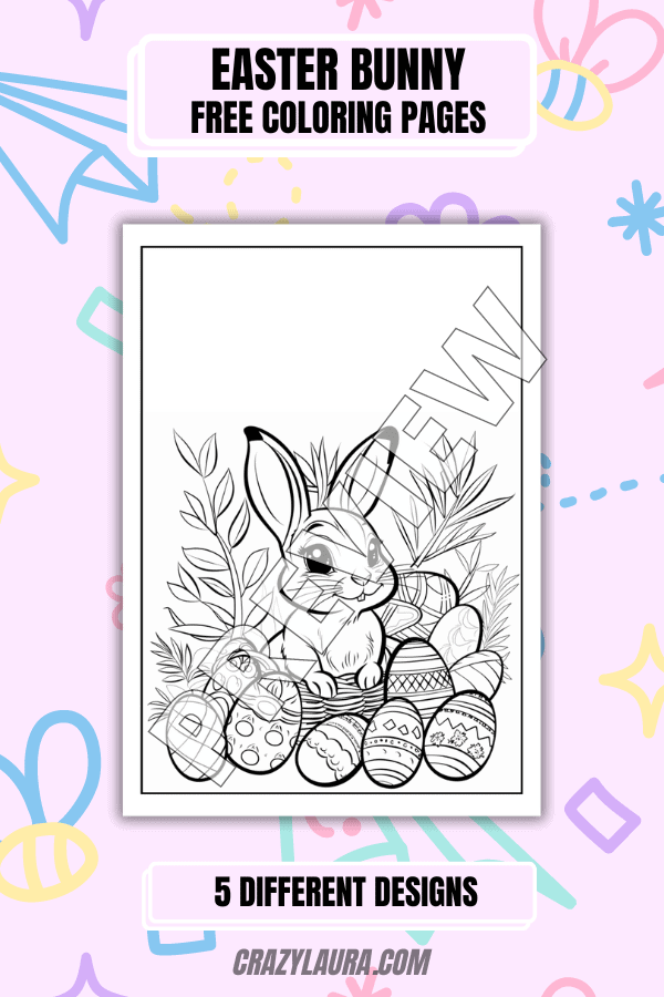 5 Free Printable Easter Bunny Coloring Pages - Crazy Laura